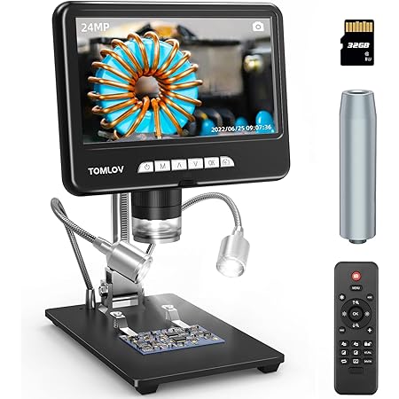 TOMLOV DM401 Pro 2K Digital Microscope 1200x, 7 inch HDMI LCD ...