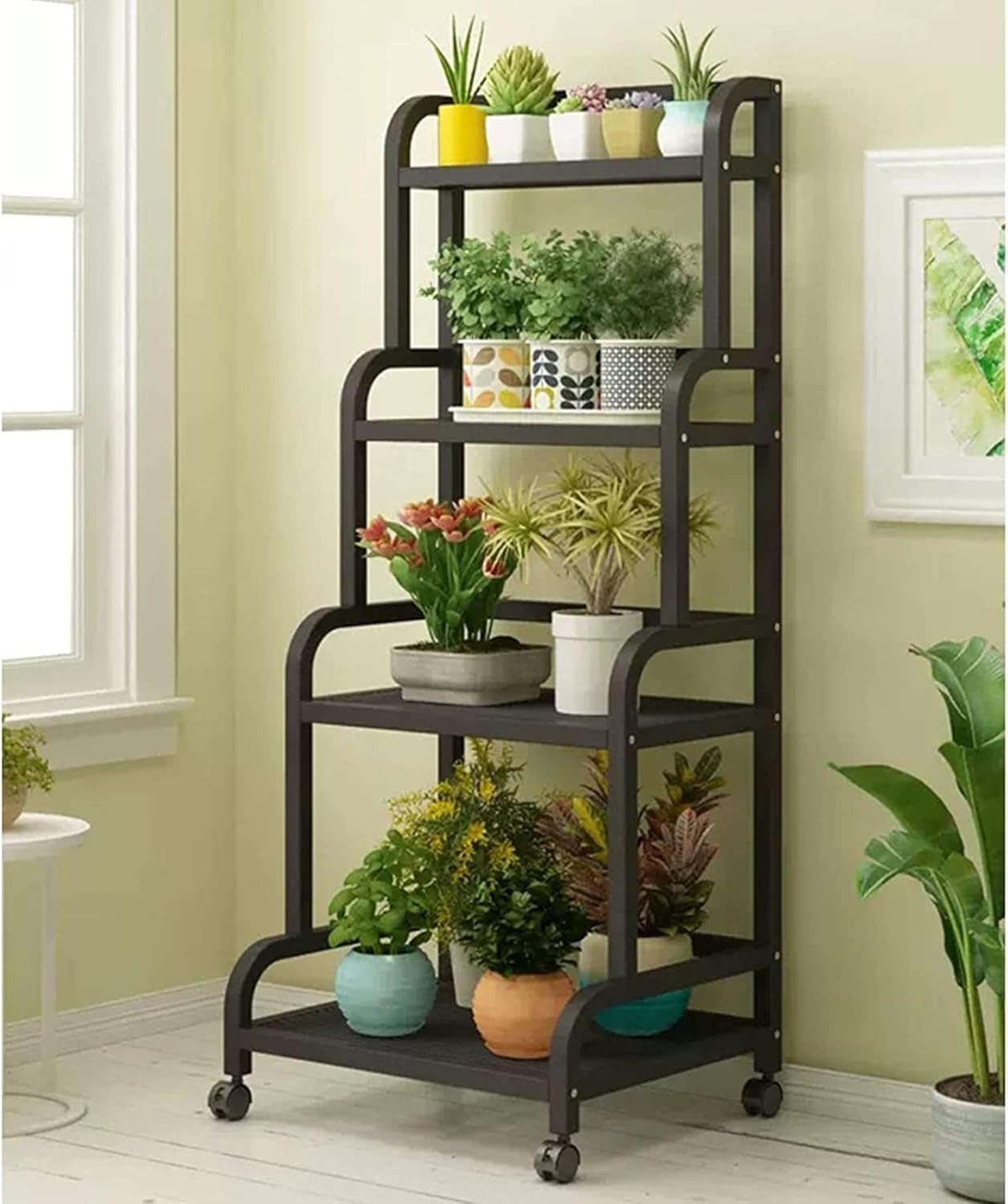 Amazon.com: 4-Tier Indoor Outdoor Plant Stand - Freestanding Metal ...