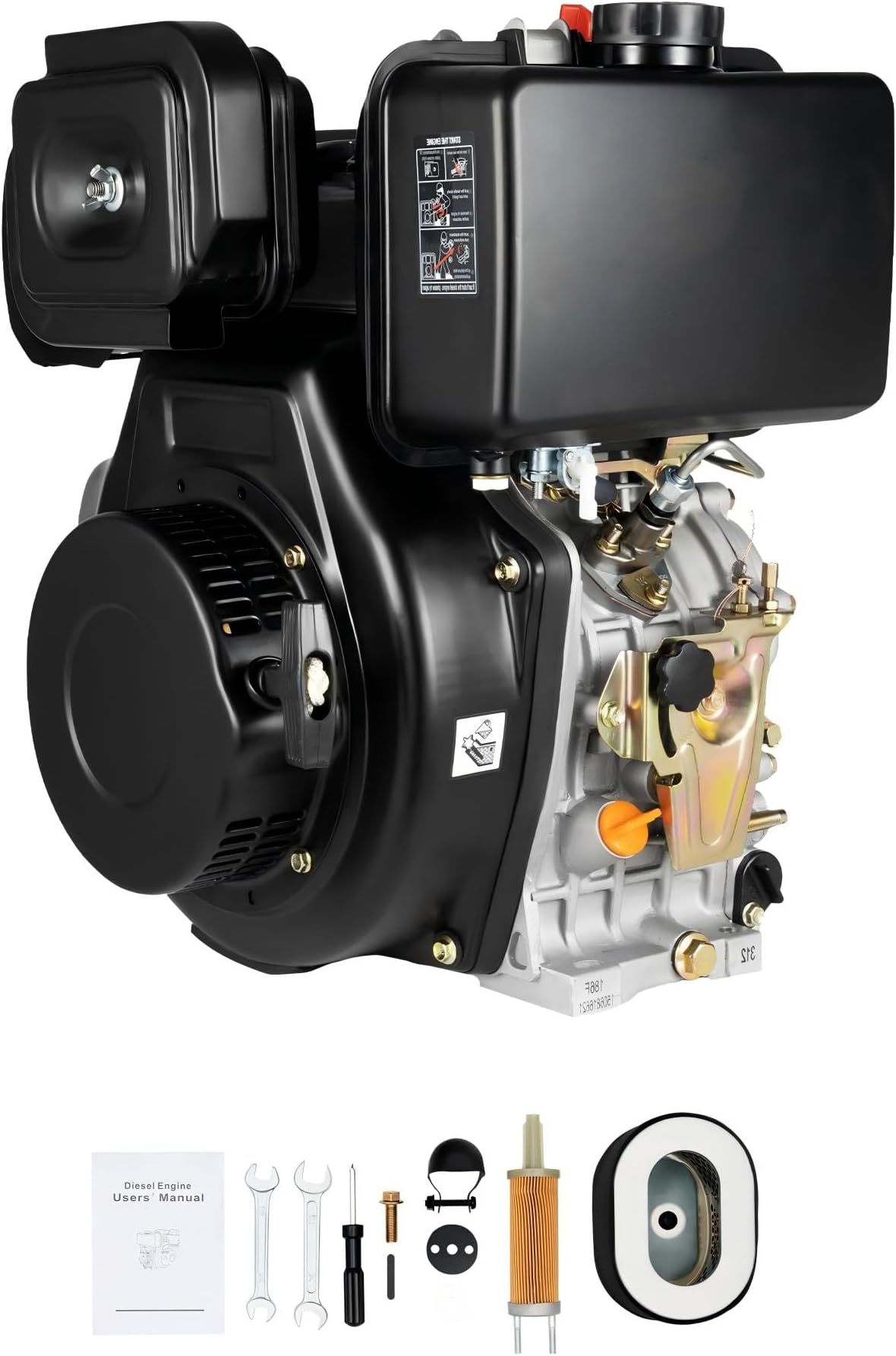 Amazon.com : CAIHAOA 6300W Diesel Engine, 4 Stroke 10HP Diesel Engine ...