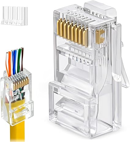 Amazon.co.jp: cat6 コネクタ lan rj45コネクタ 配線簡単 単線ヨリ線対応 ブレードが金めっき ガイドウェイ付き 20個入り : パソコン・周辺機器