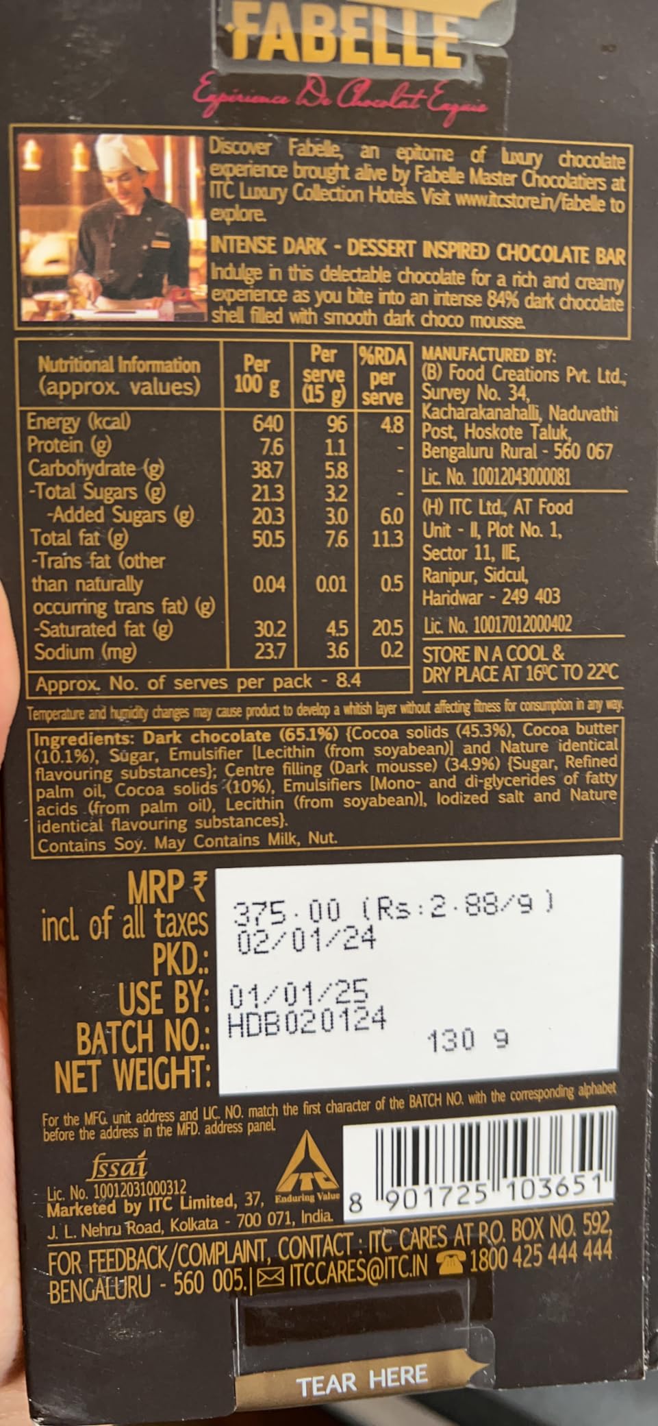 Fabelle Intense Dark - Chocolate Pack of 2, Large Luxury Dark Chocolate ...