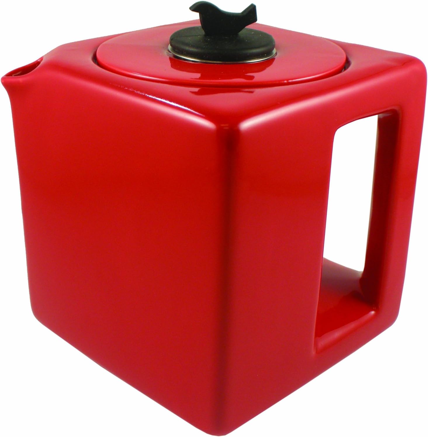 Amazon.com: Make My Day Tea Cube Ceramic Teapot with Infuser, Red with ...