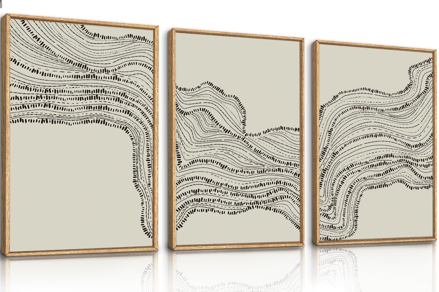 Amazon.com: HLNIUC Framed Abstract Canvas Wall Art Set, Geometric Black ...