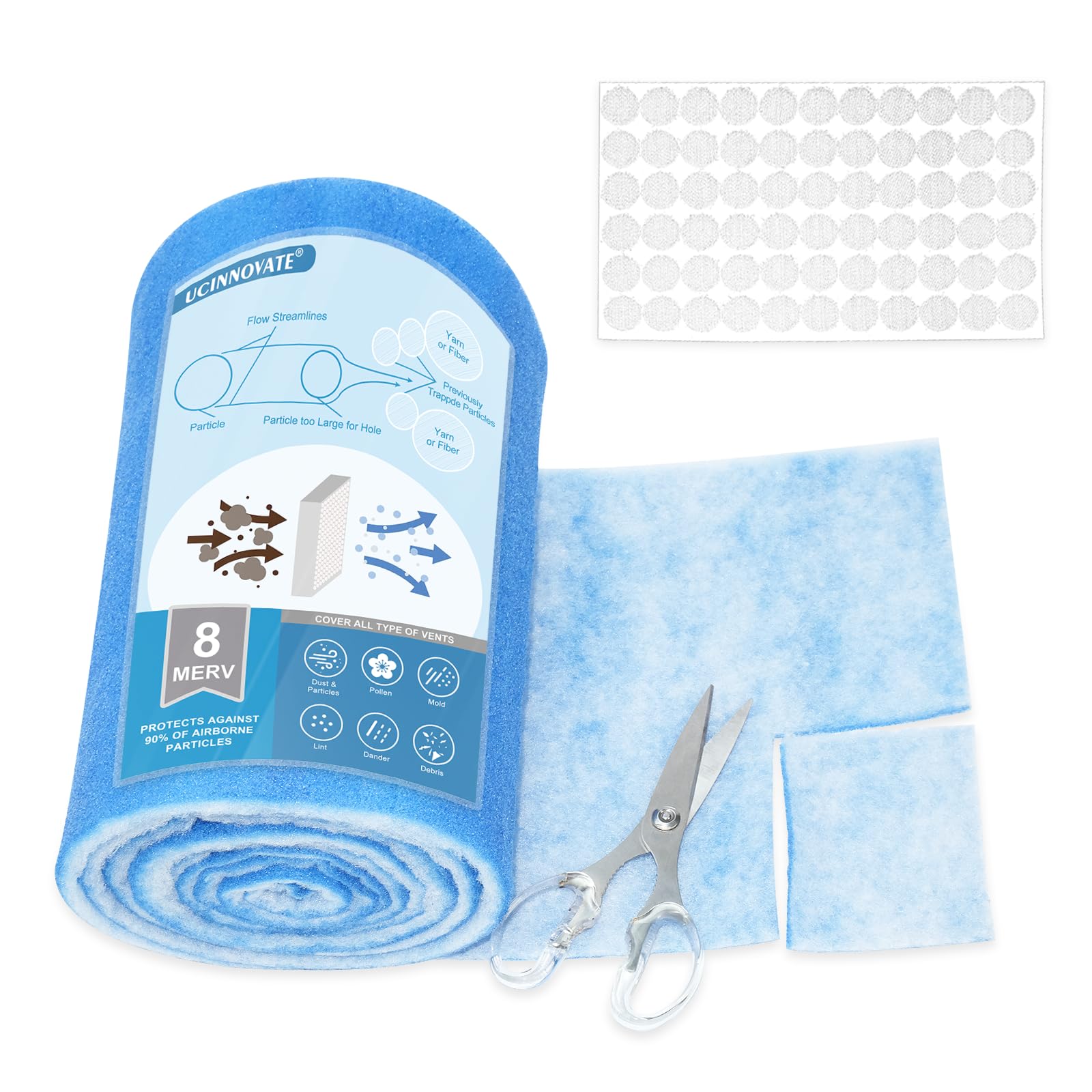 UCINNOVATE Cut to Size (50+Filters) Air Vent Filters, 12"x90" Floor ...