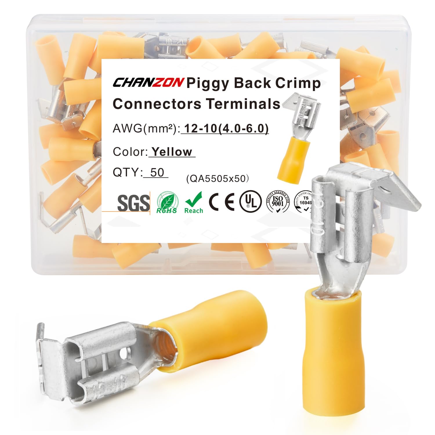 Snapklik.com : Chanzon 50pcs UL Listed Piggyback Connectors Wire Terminal