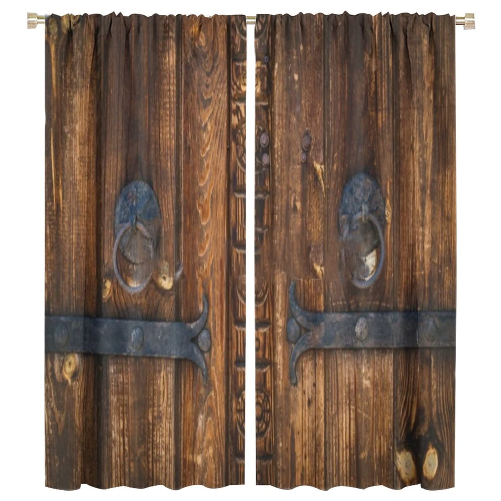 Amazon.com: NC Rustic Antique Historical Wooden Door Curtain, Vintage ...