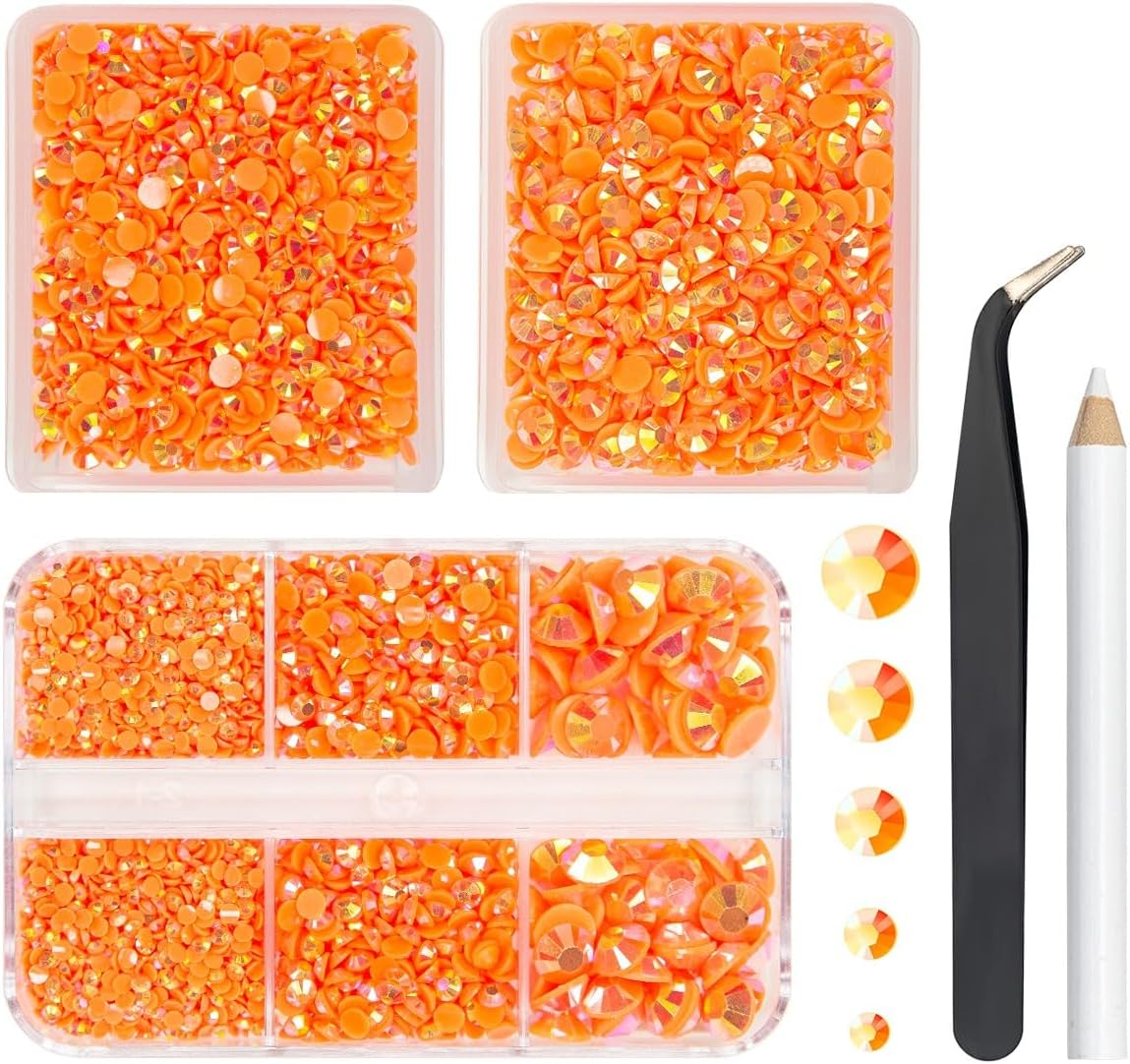 Amazon.com: qiipii 3 Boxes 5070PCS Resin Flatback Rhinestones Oranges ...