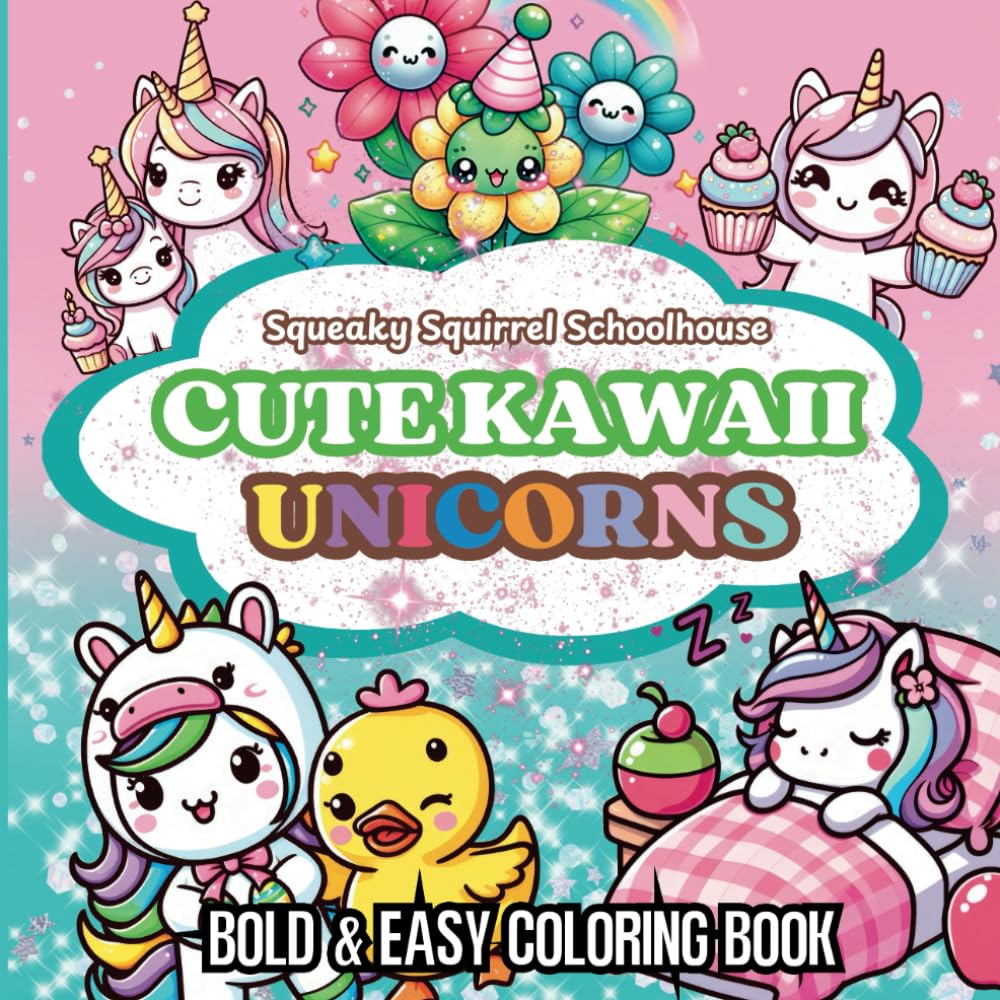 Amazon.com: Cute Kawaii Unicorn Coloring Book: Bold and Easy Large ...