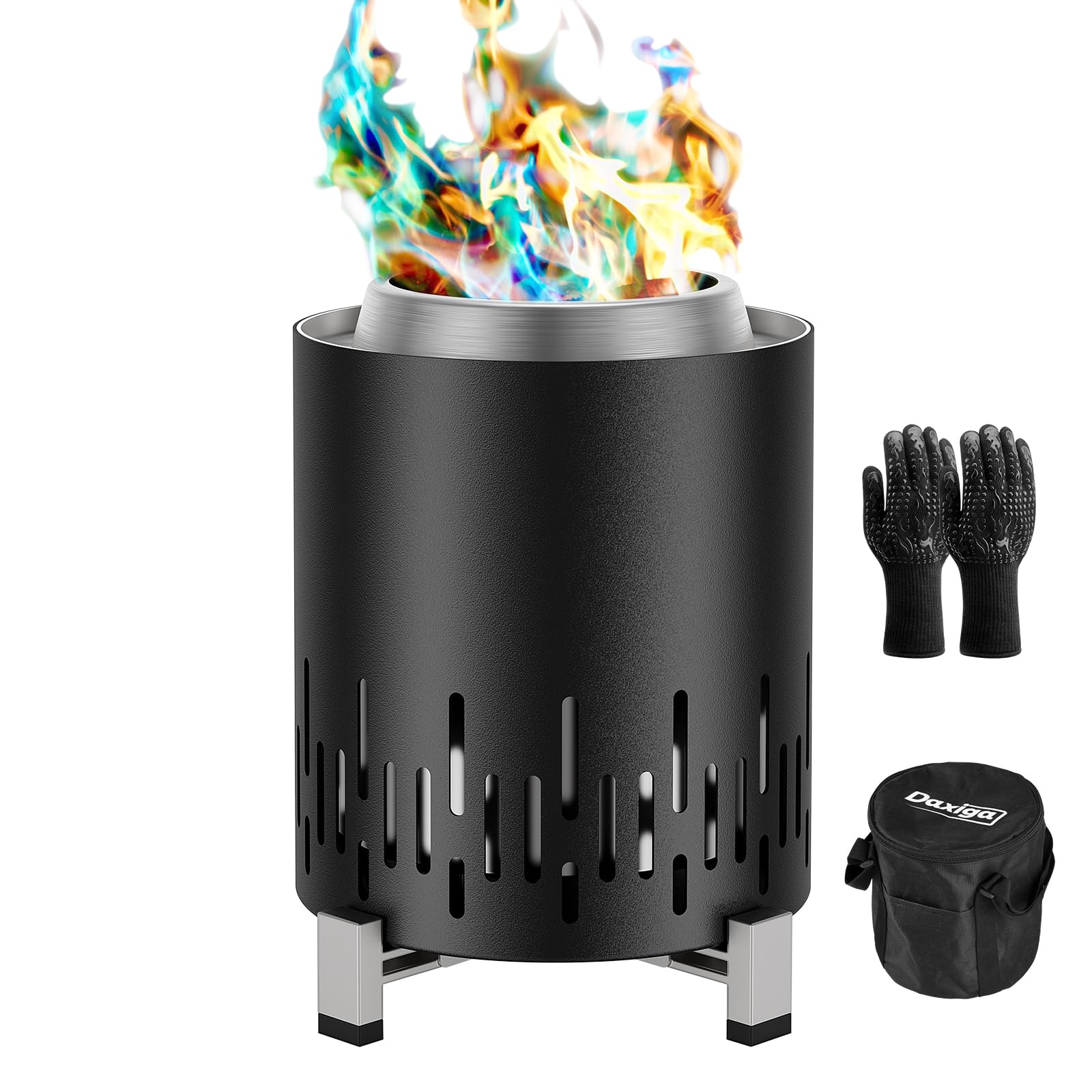 Tabletop Fire Pit with Stand, Low Smoke Mini Fire Pit for Backyard ...