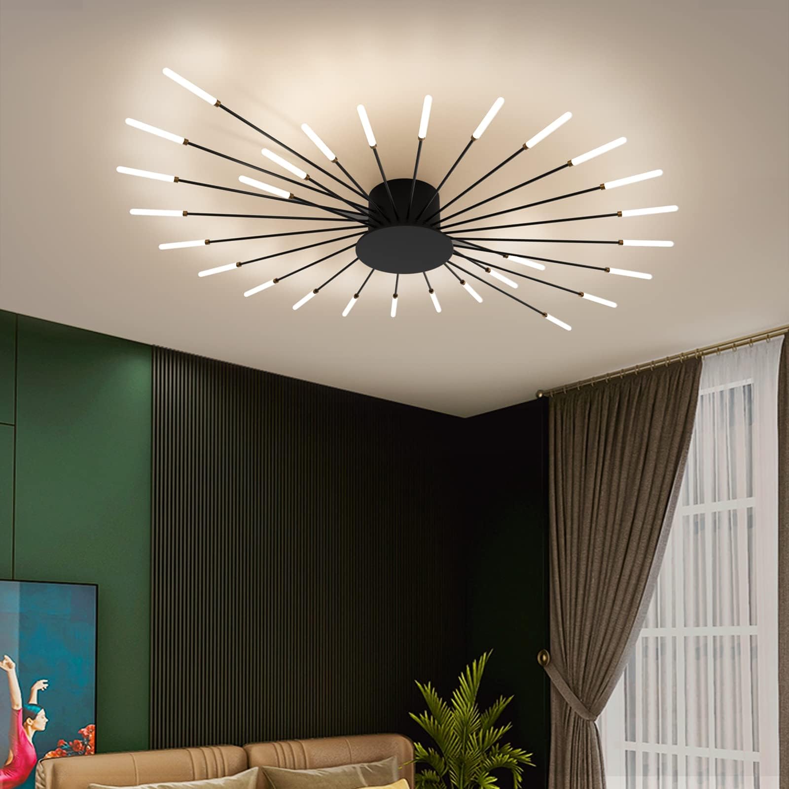 minifair Moderne LED-Deckenleuchte, 28 Köpfe, schwarze Unterputz ...