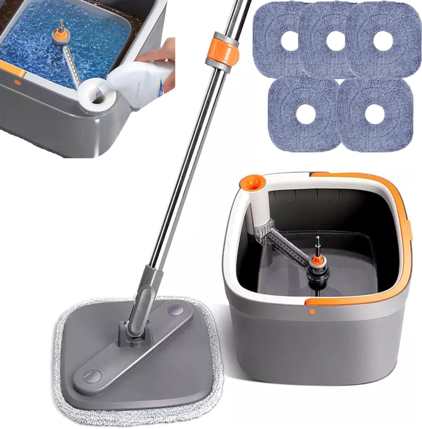 Amazon.com: Spin Mop M16, Spin Mop and Bucket with Wringer Set, Self ...