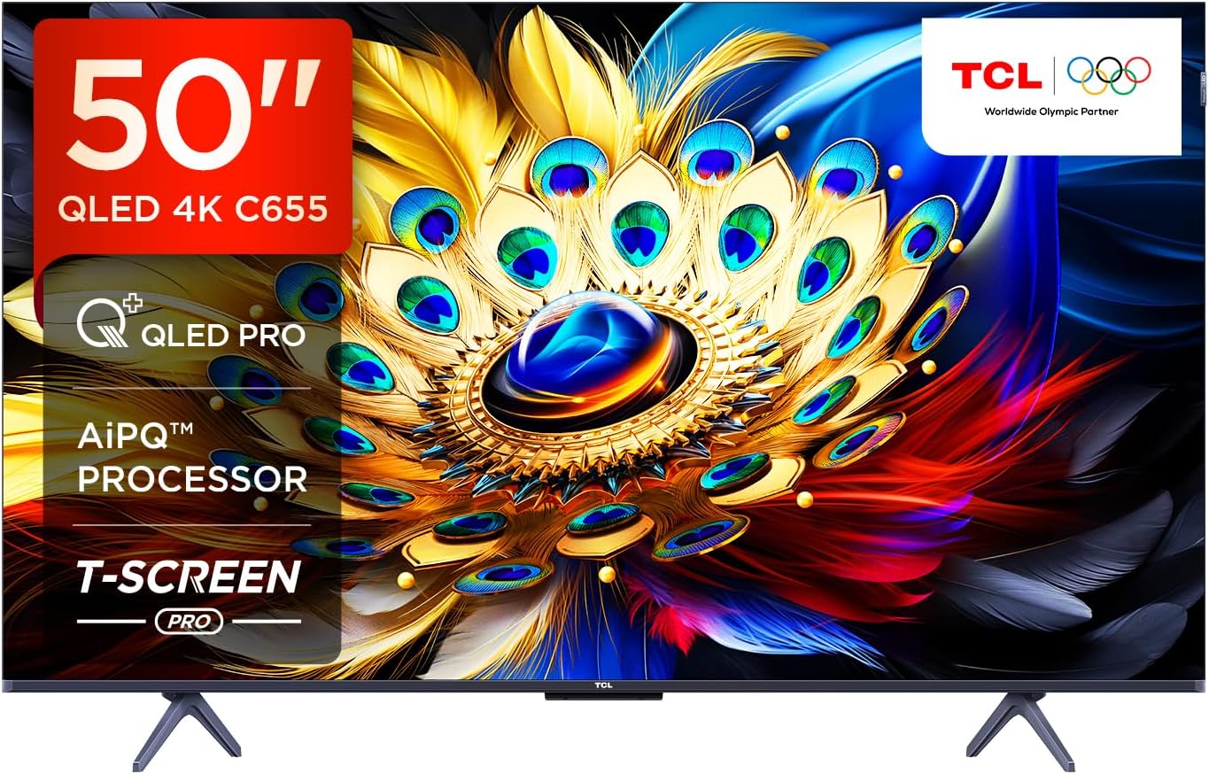 TCL 126 cm (50 inches) 4K Ultra HD Smart QLED Google TV 50C655 (Black ...