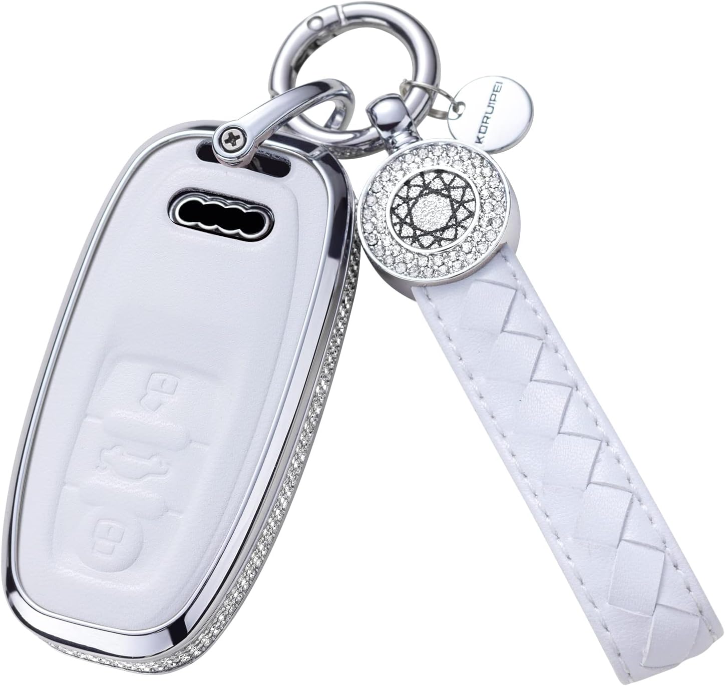 Amazon.com: SHANGHONG for Audi Key Fob Cover with Keychain, Genuine ...