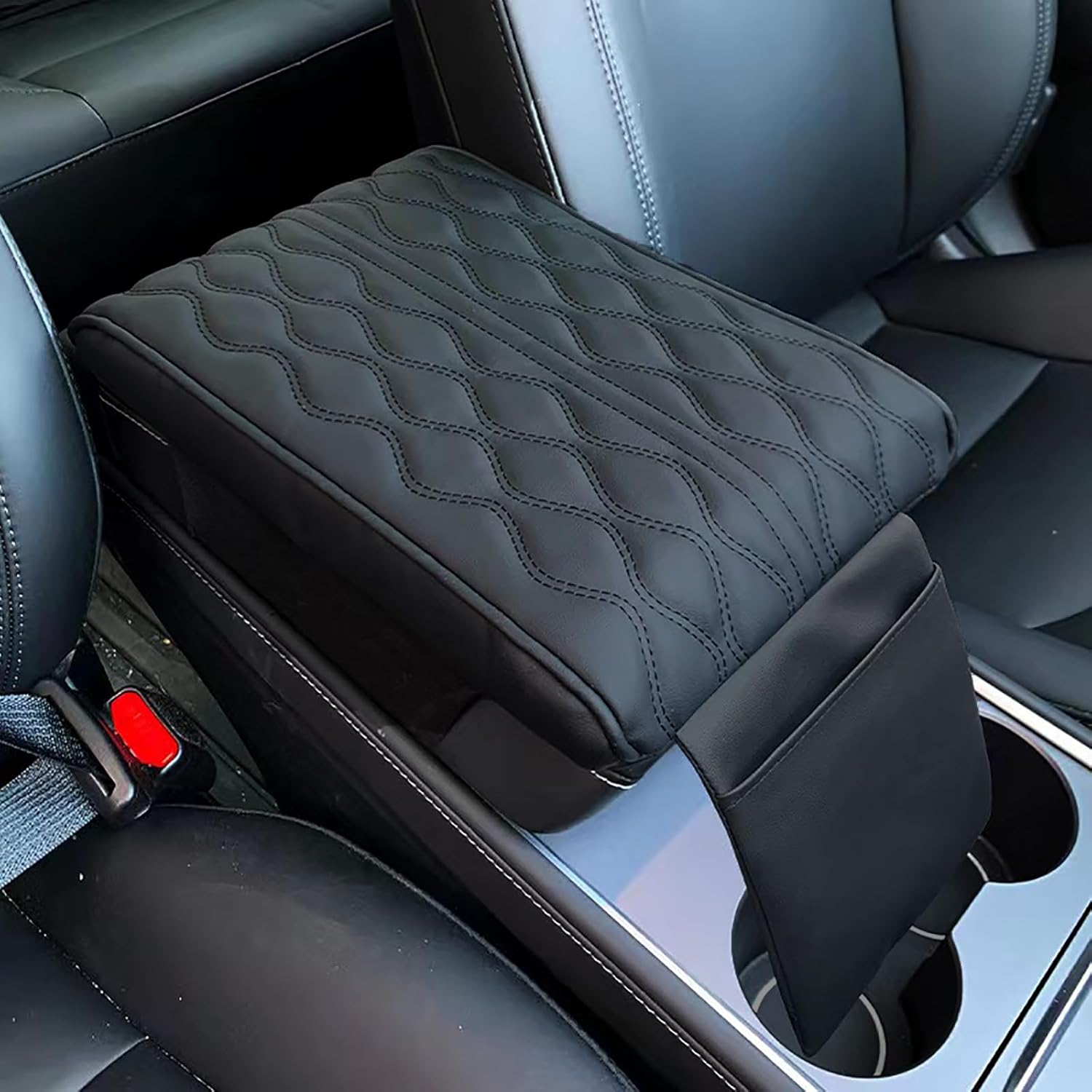 Amazon.com: Swicado Leather Car Armrest Box Pad with Pocket,Leather ...
