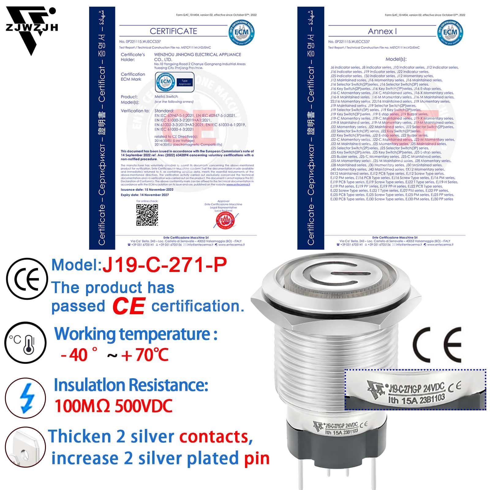 Snapklik.com : 15Amp IP67 Waterproof 19mm Latching Push Button Switch ...