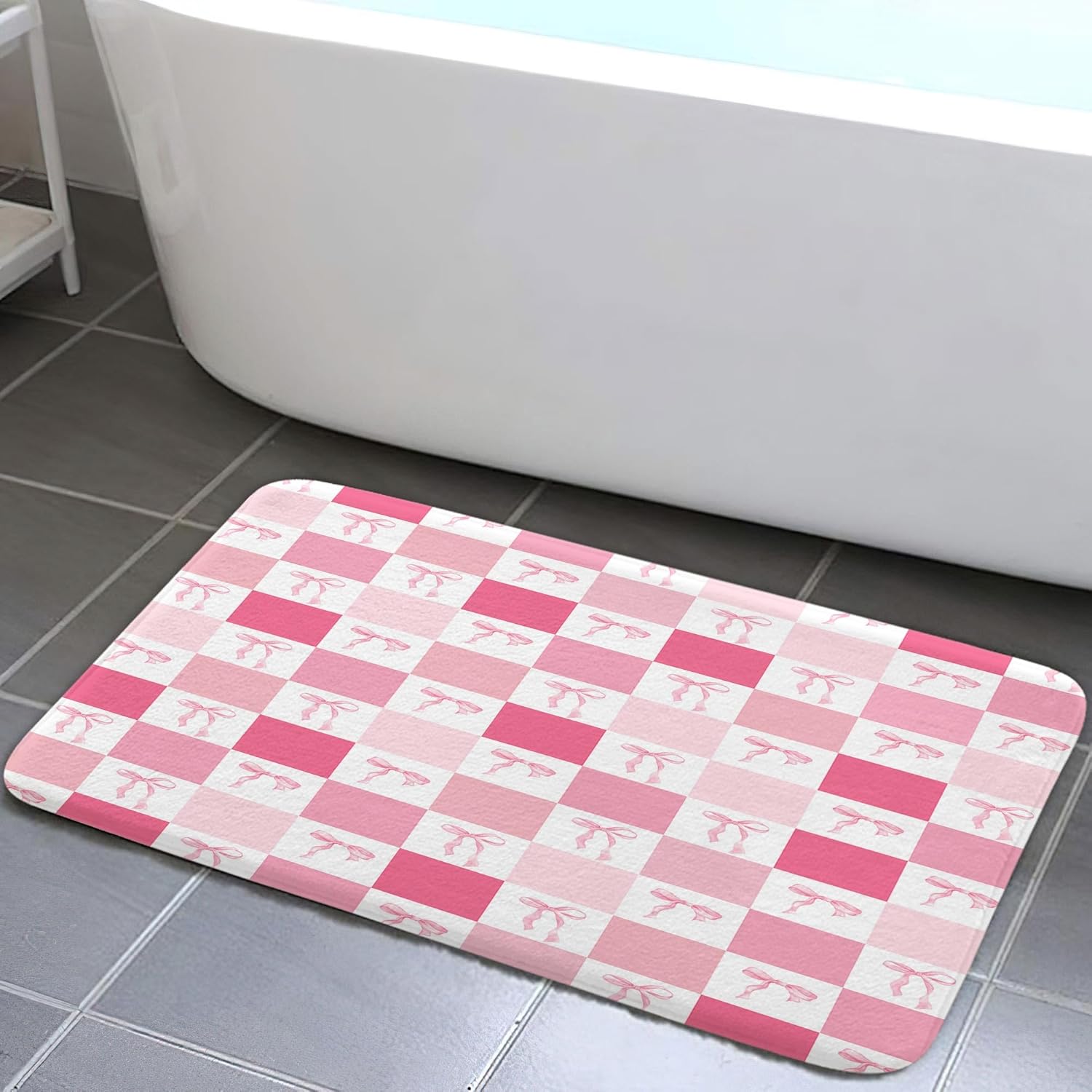 Amazon.com: Pink Bowknot Rug, Cute Boho Pink White Bow Geometric ...
