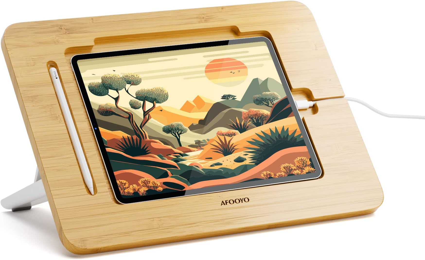 Amazon.com: AFOOYO Bamboo iPad Drawing Stand Tablet Stand - Portable ...