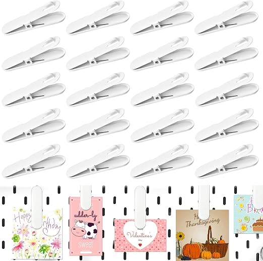 Amazon.com: Elesunory 20 Pcs Pegboard Accessories Clips, White Pegboard ...