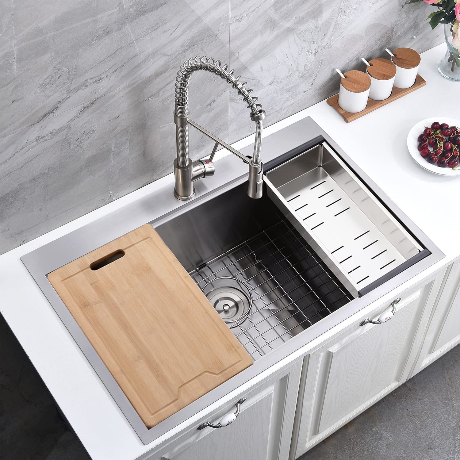 Friho 33"x 22" Inch 18 Gauge Topmount Drop-in Single Bowl Basin ...
