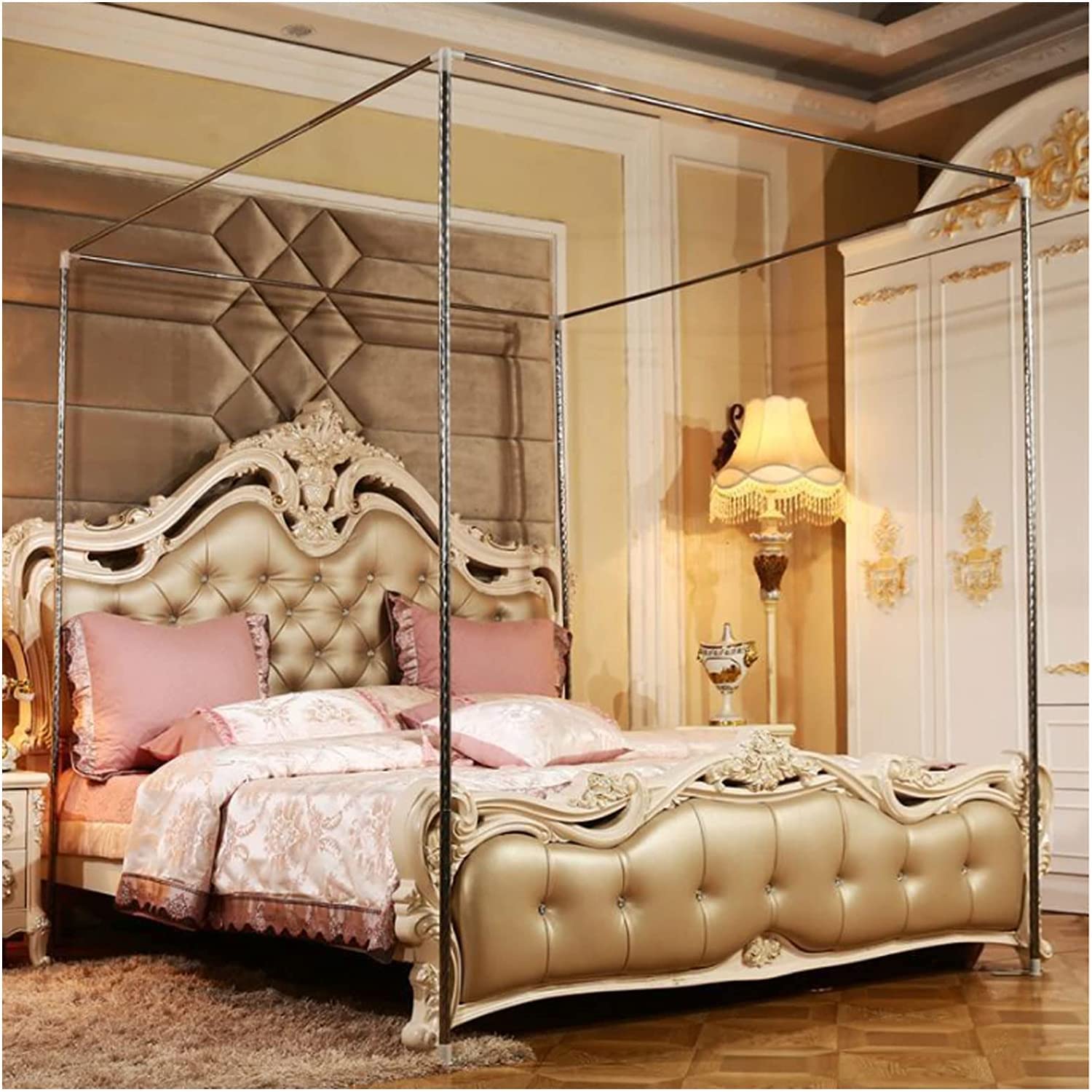 Amazon.com: Stainless Steel Four Corner Bed Mosquito Net Frame Bracket ...