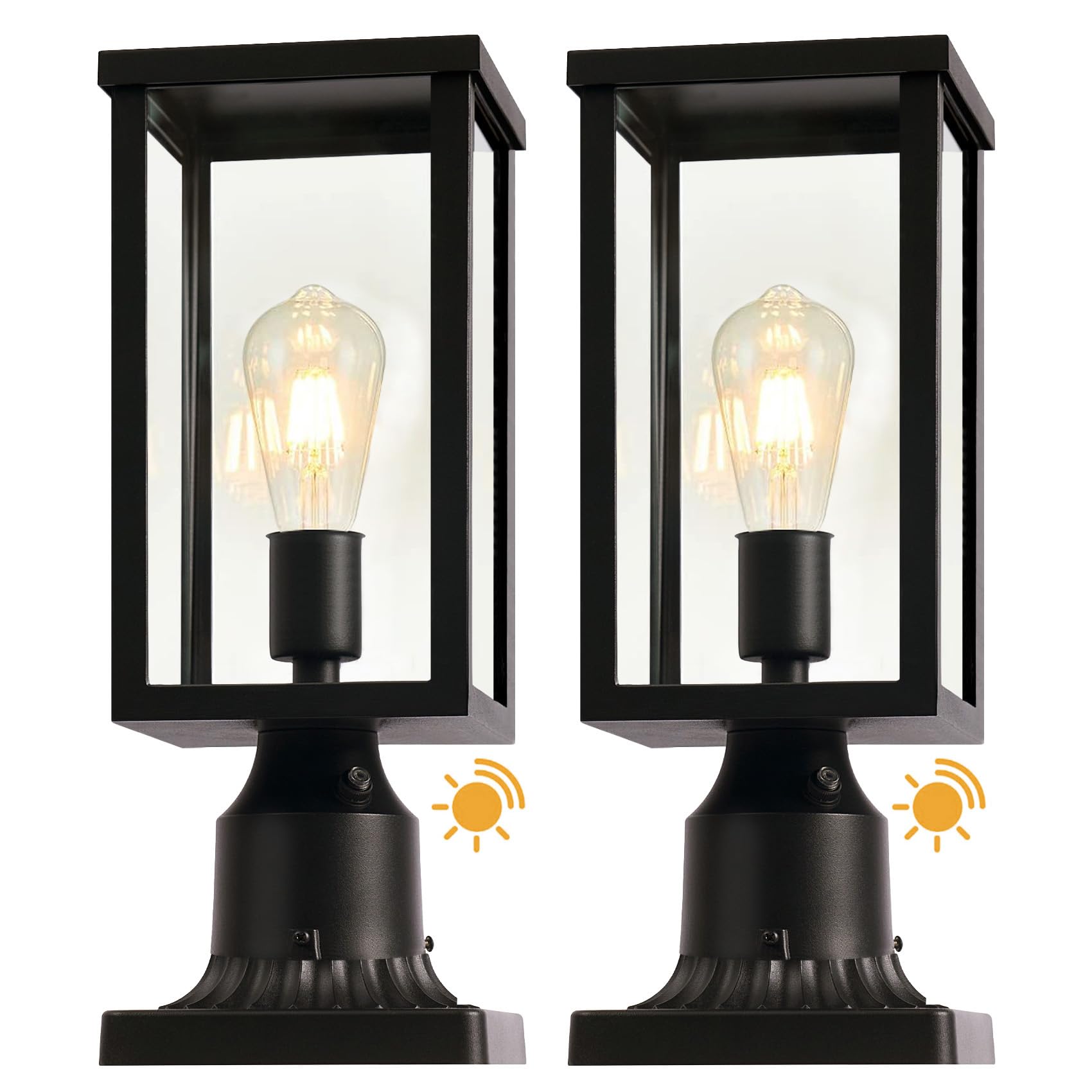 Dusk to Dawn Outdoor Post Light Hardwired 120V, 2 Pack Aluminum Lamp ...