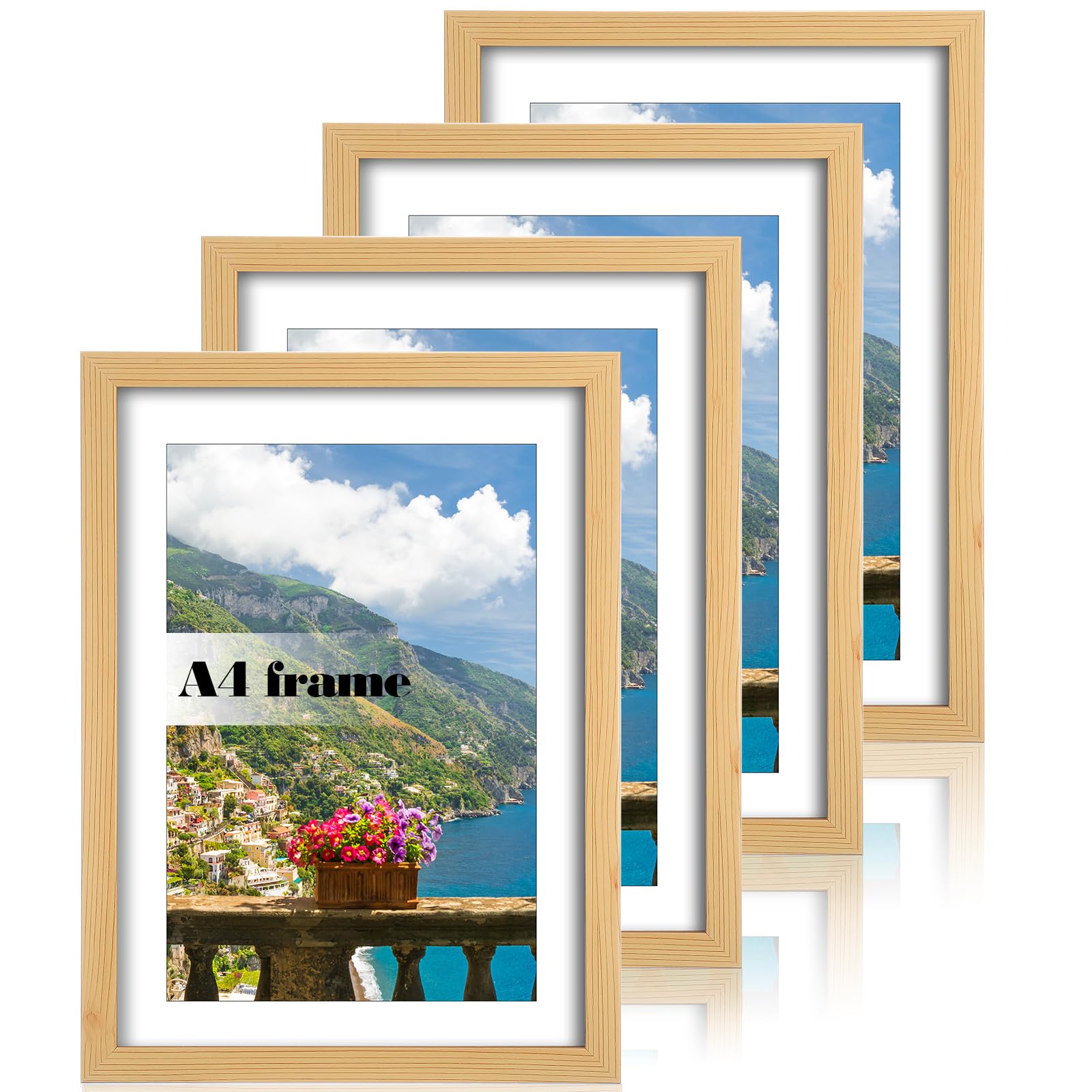 4 Pack A4 Picture Frame, A4 Photo Frames with Stand, A4 Poster Frame A4 ...