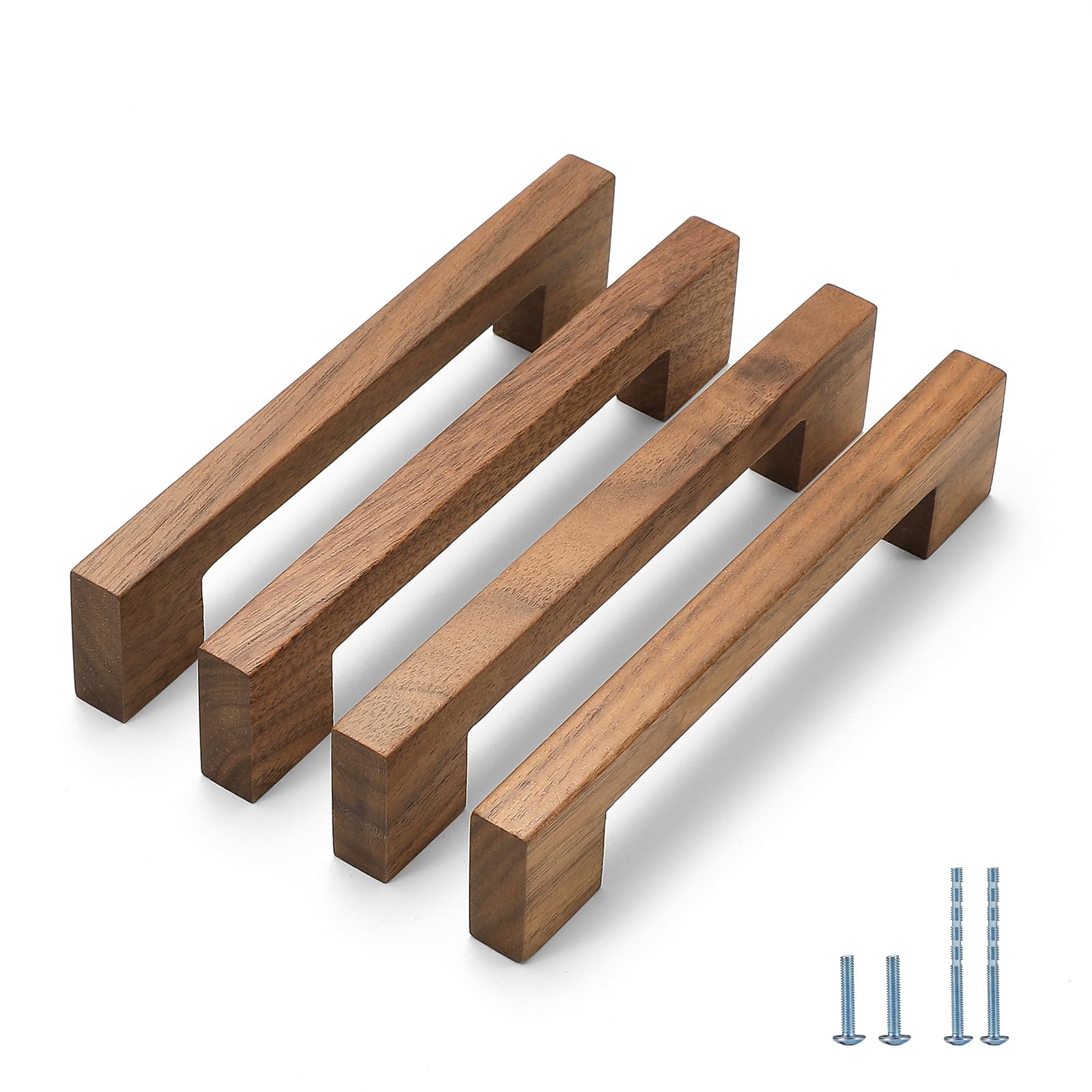 Amazon.com: Evionlin Walnut Square 5 in 4 pcs Wooden Drawer Pulls ...