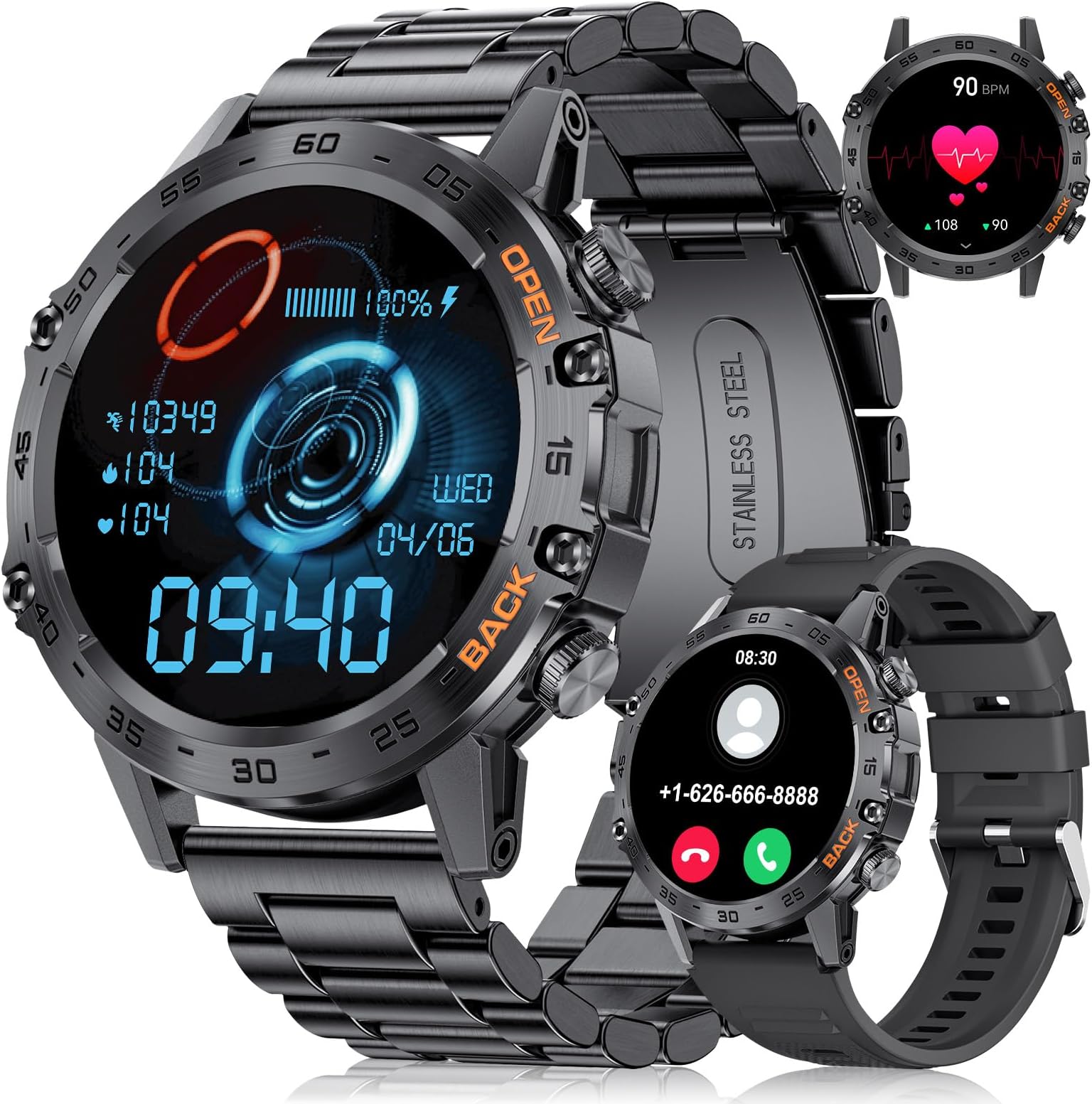 Gard Pro Ultra Military Smart Watch Bluetooth Call 1.85'' HD Full Touch ...