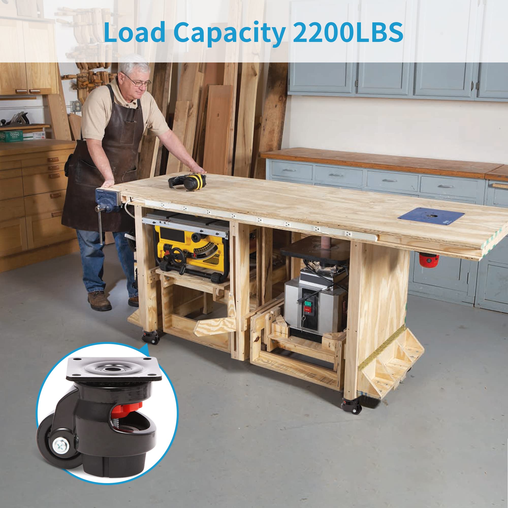 Snapklik.com : Nefish Leveling Machine Casters 2200 LBS Load Capacity 4 ...