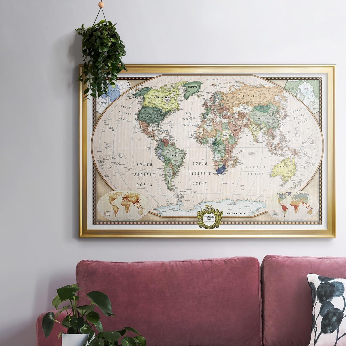 Snapklik.com : Renditions Gallery Colorful World Map Canvas Wall Art