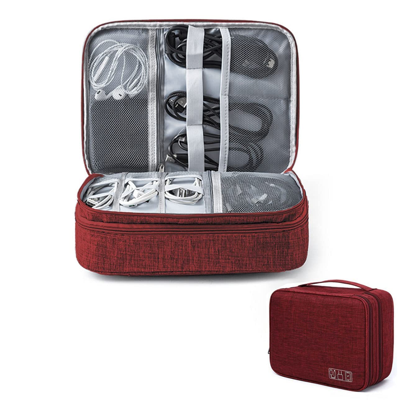 Amazon.com: Layer Travel Cable Organizer Cord Storage Bag for Cables ...