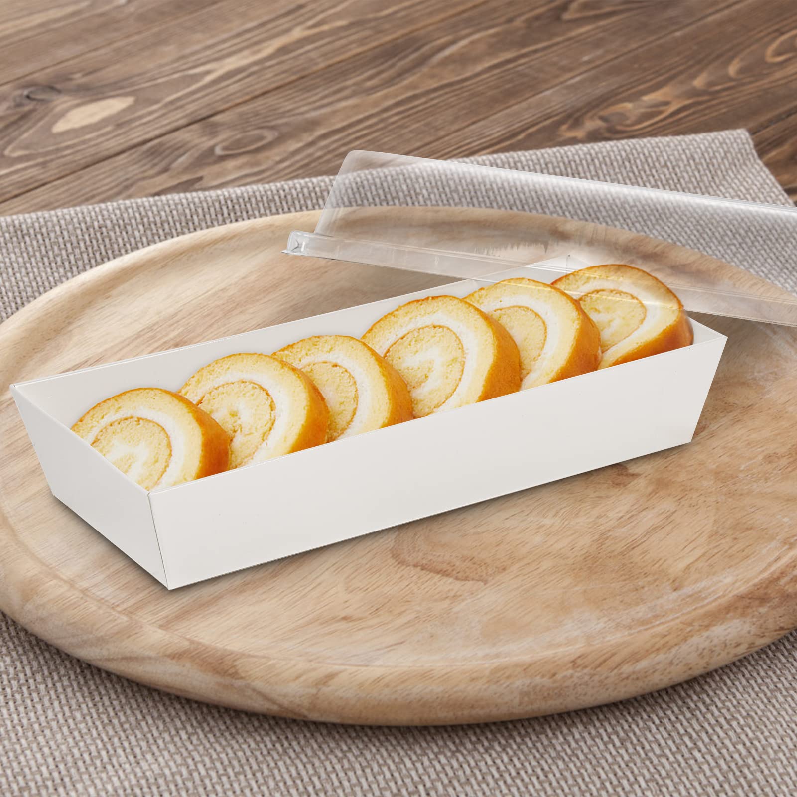 Buy Dicunoy Set of 60 Roll Cake Box with lid, Swiss Roll Plastic ...