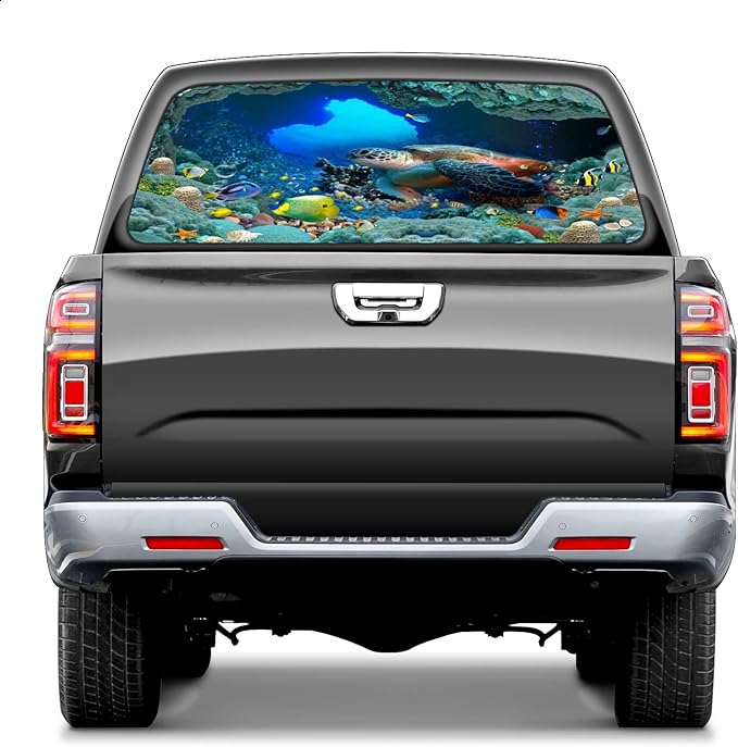 Amazon.com: Truck Rear Window Graphic Decals Sea Turtle On The Sea ...
