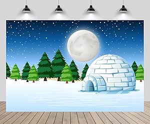 Amazon.com : CHNYWORK 5x4ft Igloo Backdrop Cartoon White Winter Arctic ...
