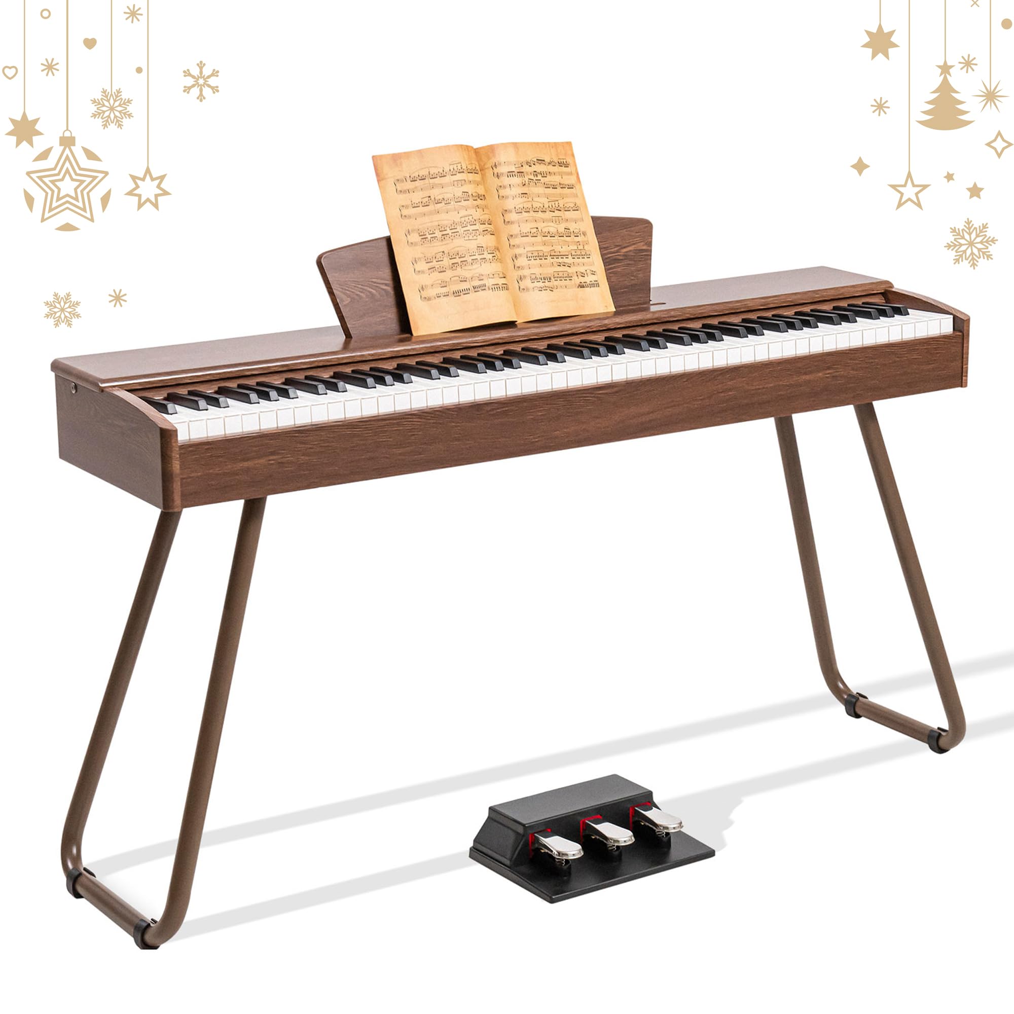 Snapklik.com : UISCOM 88-Key Weighted Keyboard Digital Piano In Walnut ...