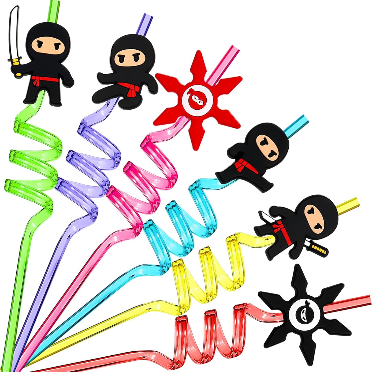 Amazon.com: 24 Pcs Ninja Party Favors Decoration Straws Ninja Karate ...
