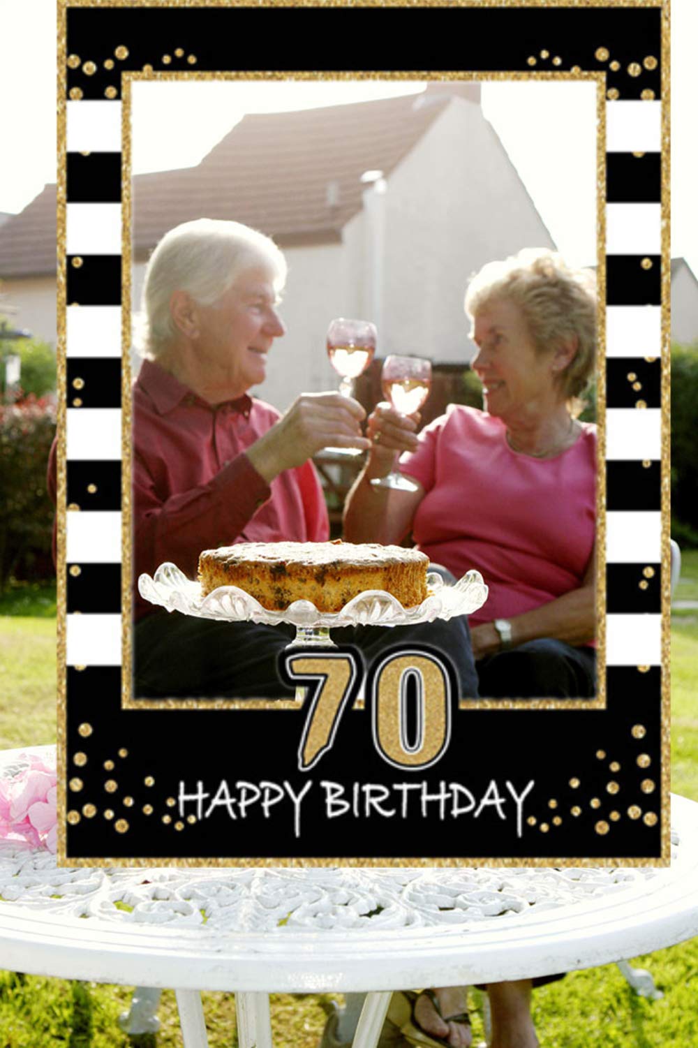 Buy JeVenis Black Gold 70th photo booth frame 70th Birthday Photo Frame ...