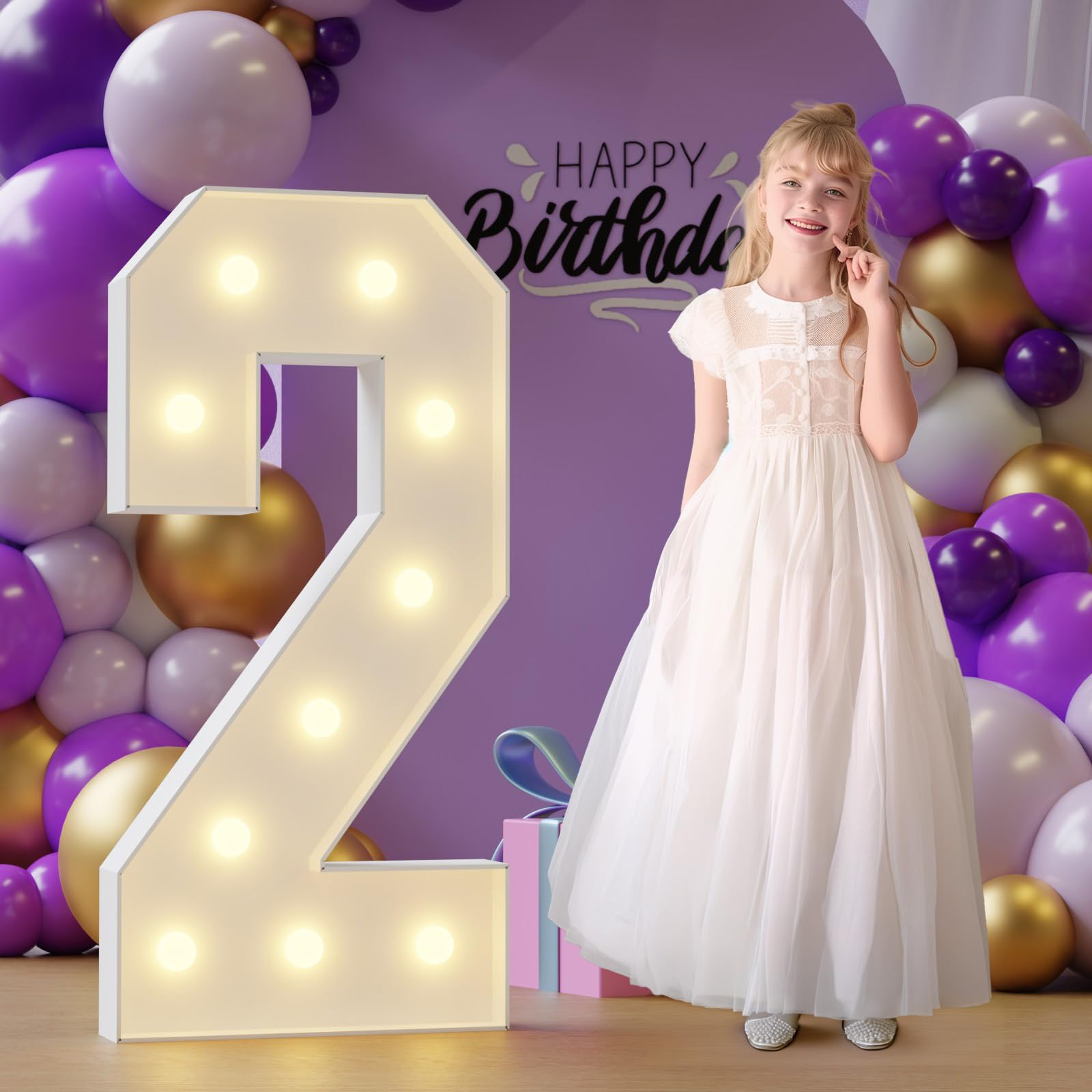 Amazon.com: Rielmox Marquee Numbers, 4FT Number 2 Light Up Number ...