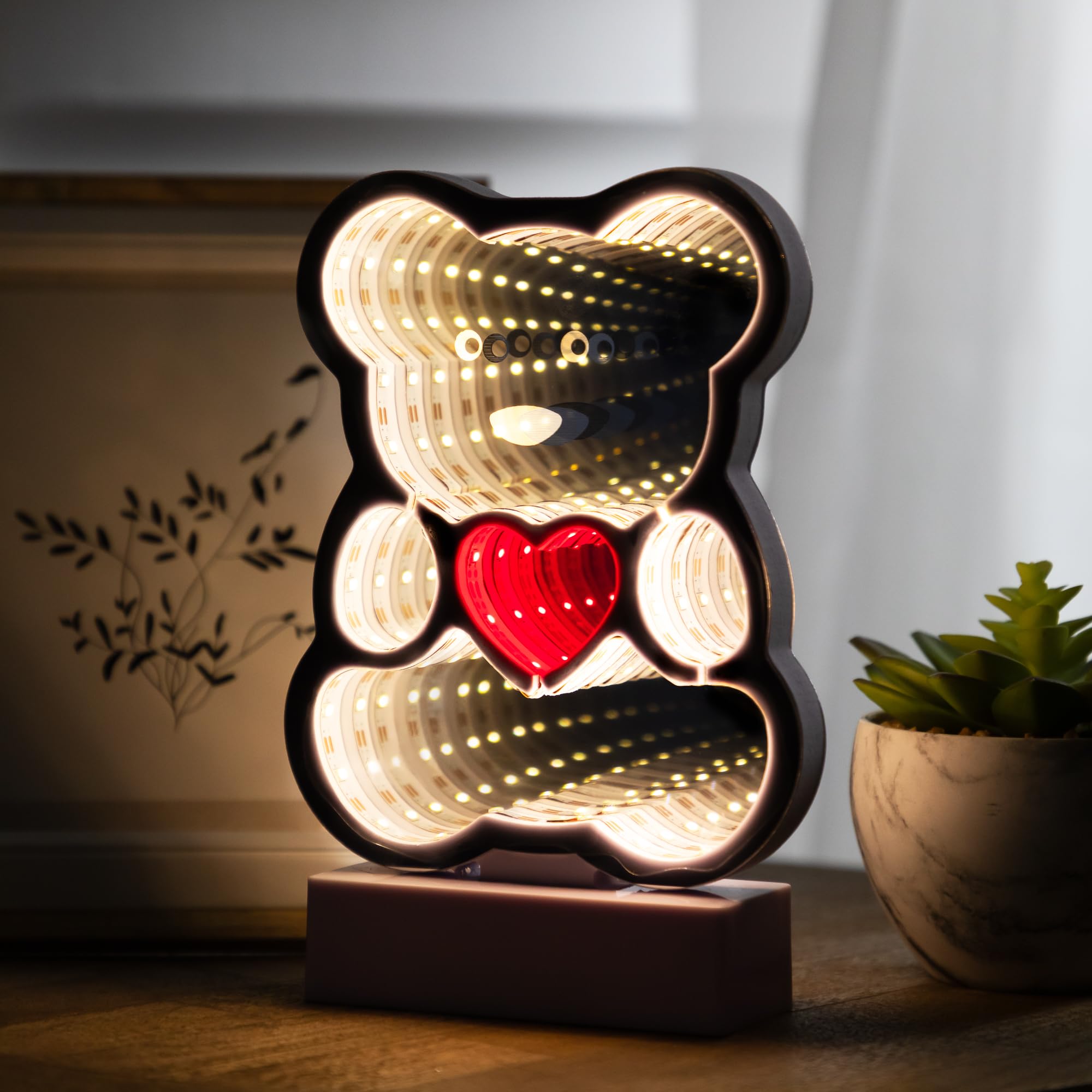 Amazon.com: Northlight LED Lighted 3D Teddy Bear with Heart Infinity ...