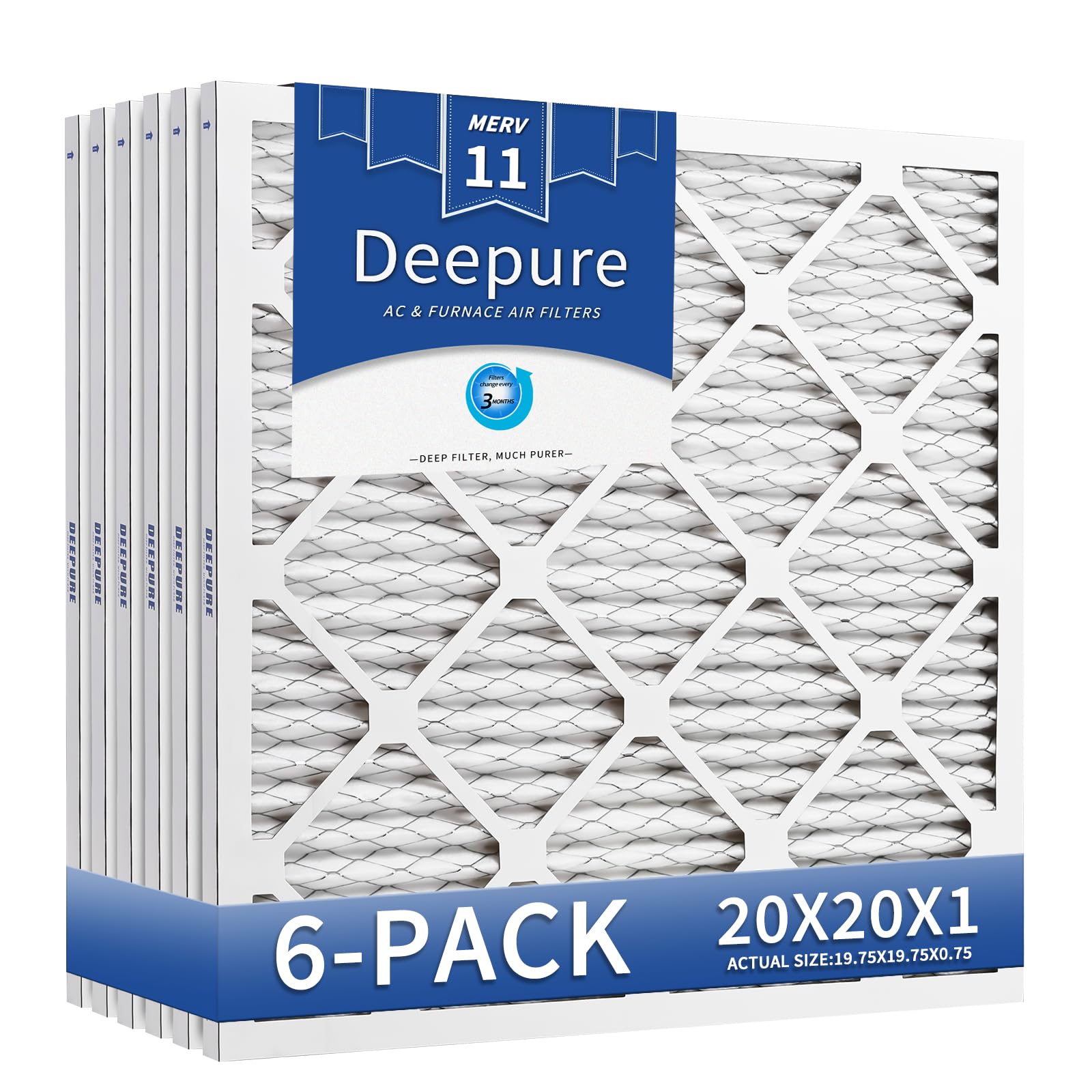 20X20X1 MERV 11 Furnace Filter (6 Packs) - MPR 1200 FPR 7 Electrostatic ...
