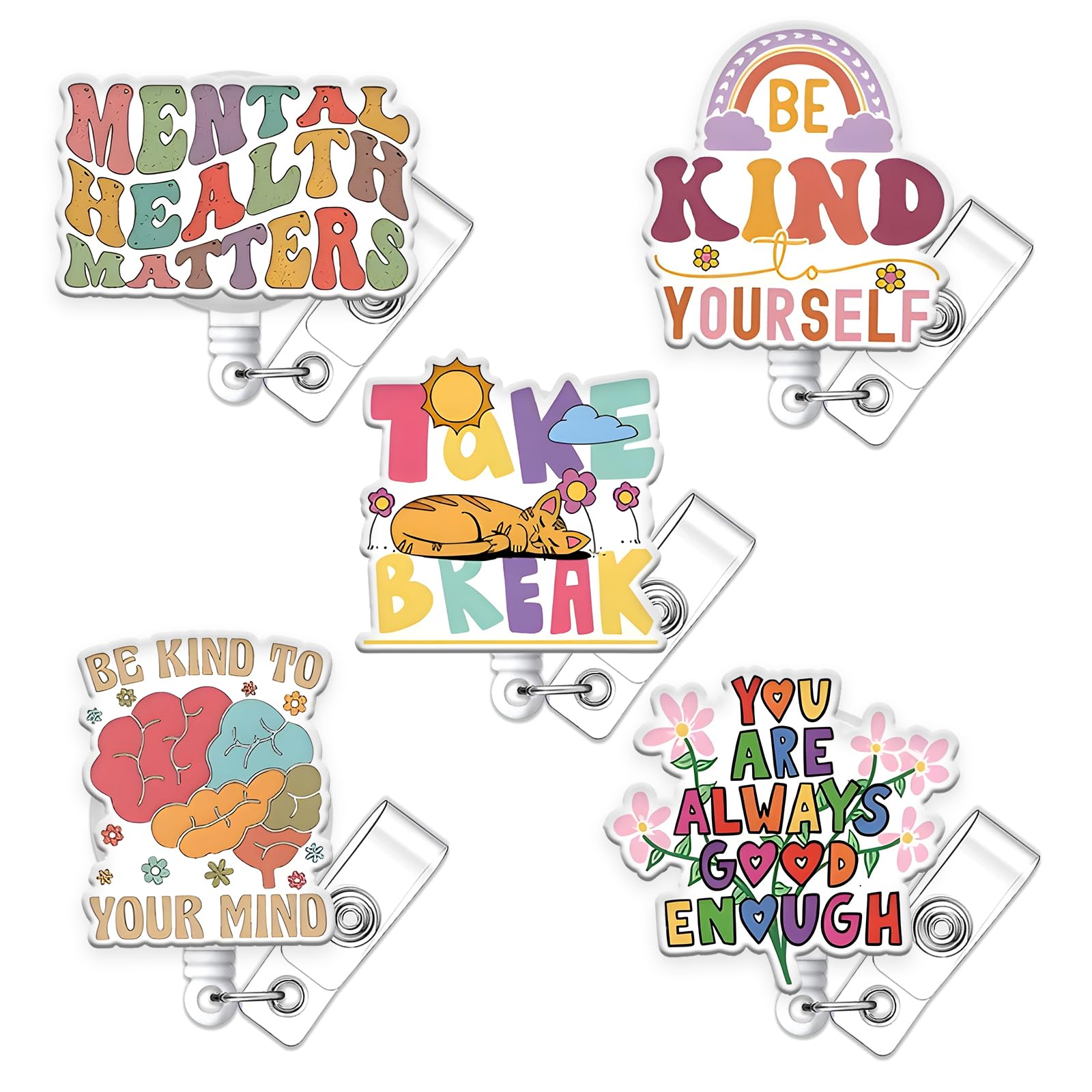 Amazon.com : 5 Pcs Badge Reel Retractable Name Tag ID Clip Holder ...