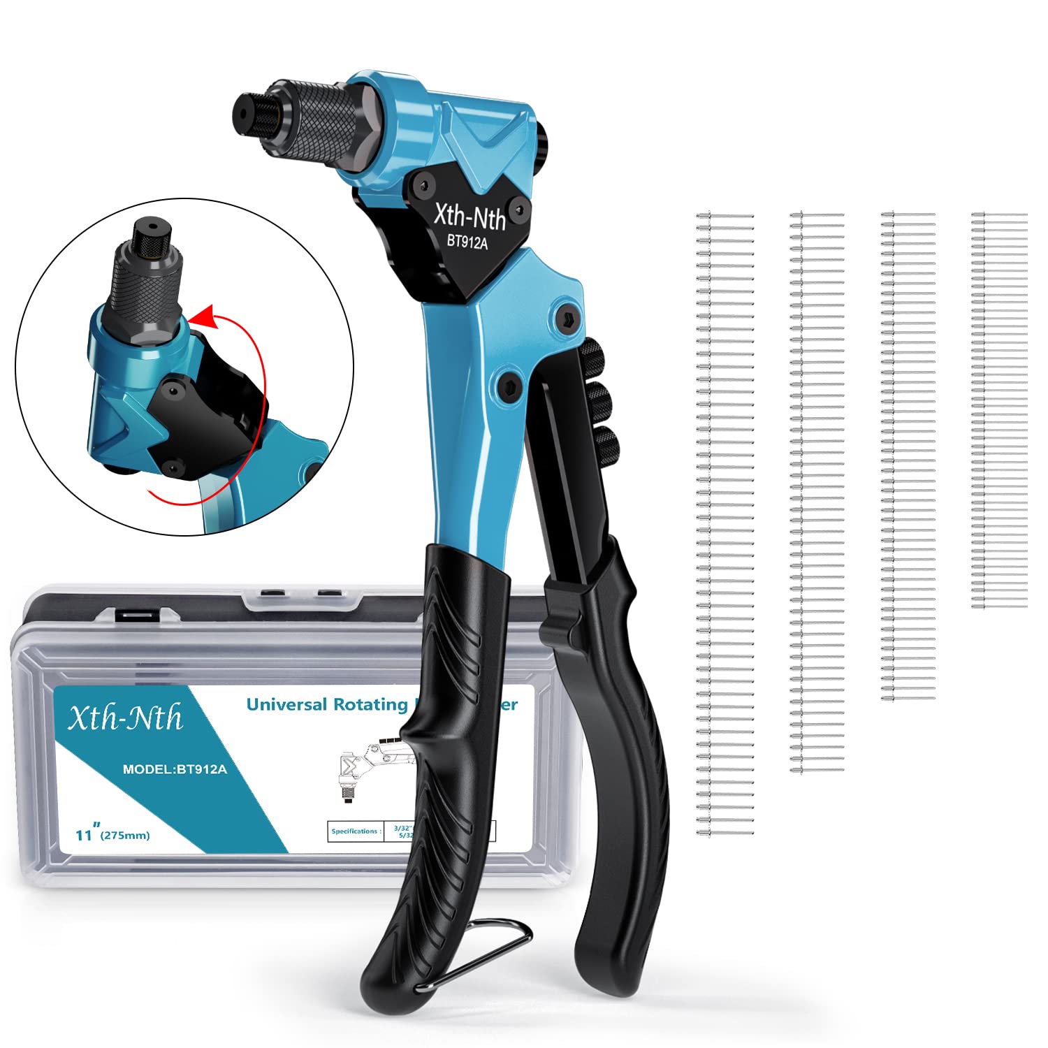 Buy Xth-Nth Pop Rivet with 200Pcs Rivets, 11” Upgraded Pop Rivet Tool ...