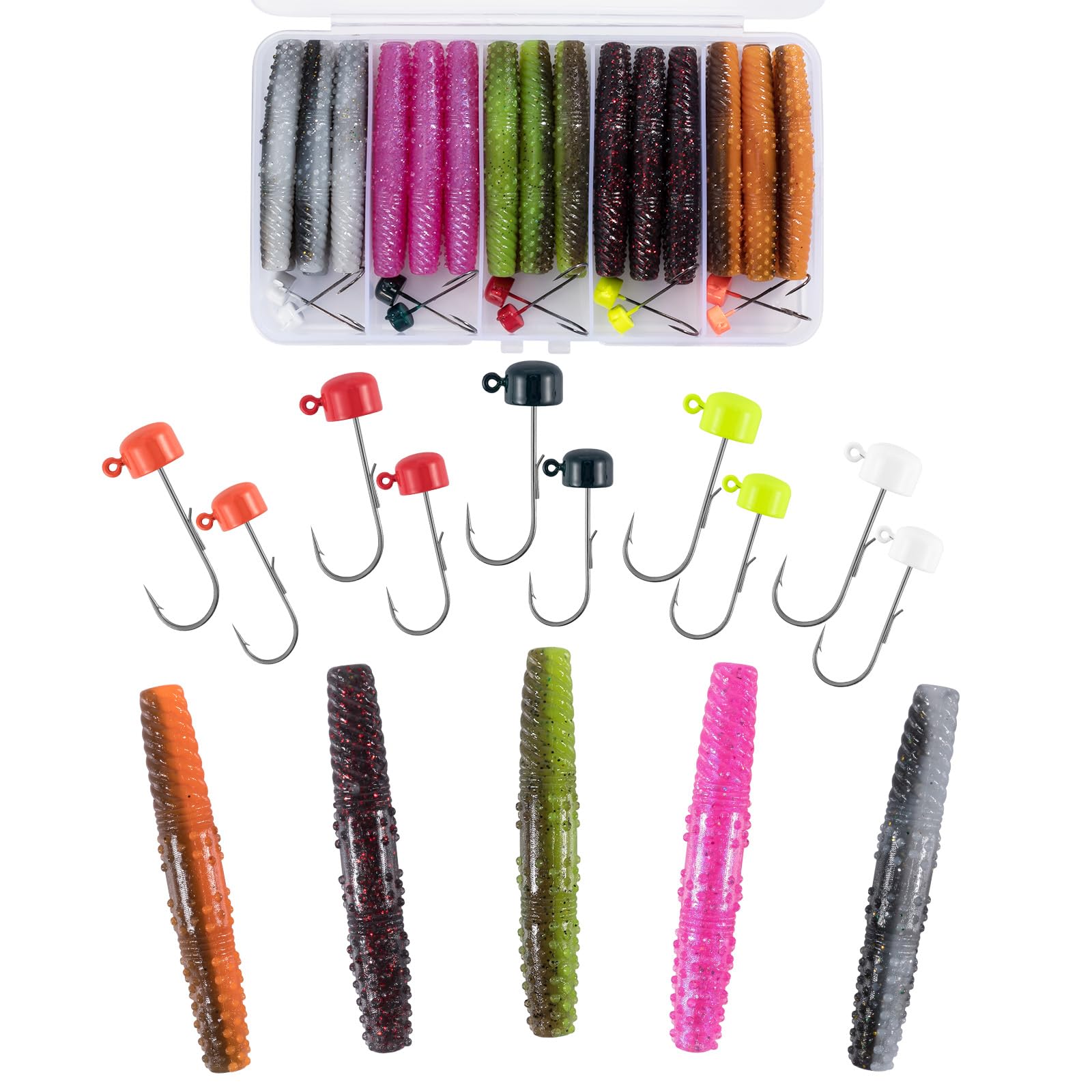 Amazon.com : Dr.Fish 40 Pieces Ned Rig Lure Kit Ned Rig Jig Head ...