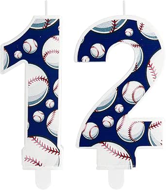 Amazon.com: Baseball Birthday Number 12 Candles,Blue White Baseball ...
