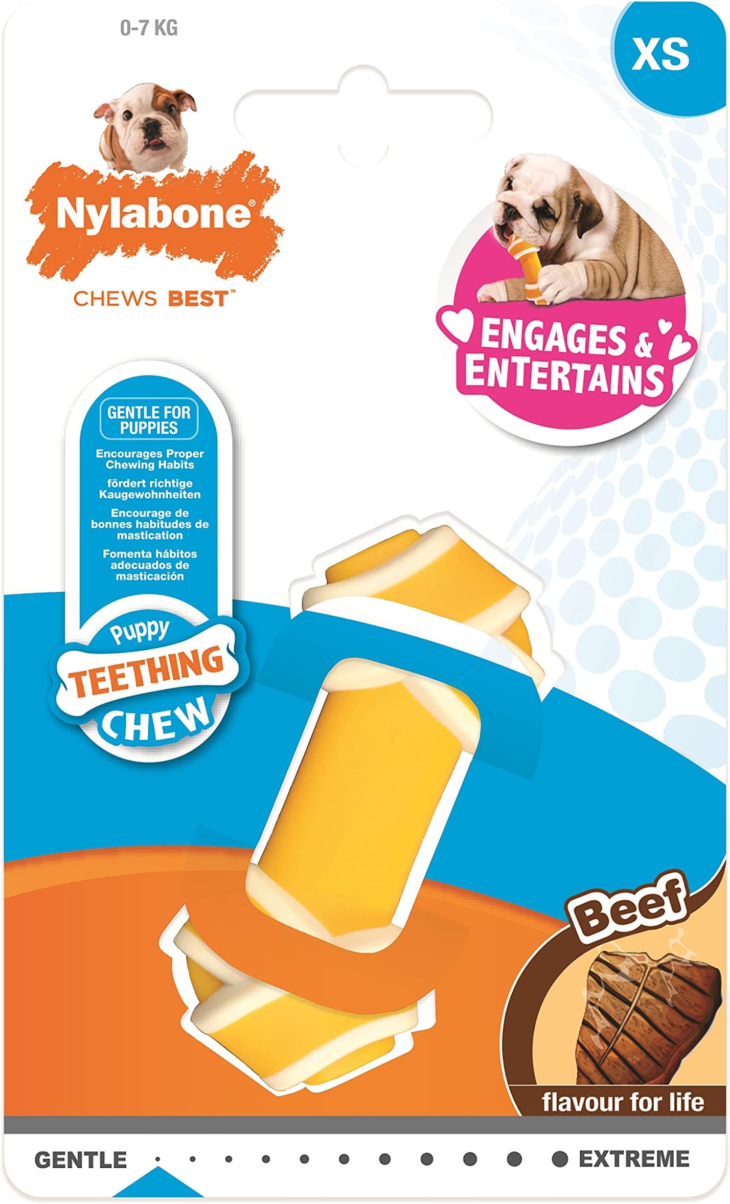 Nylabone Puppy Extreme Tough Chew Toy Bones, Twin Pack, Beef Stew & Veg ...