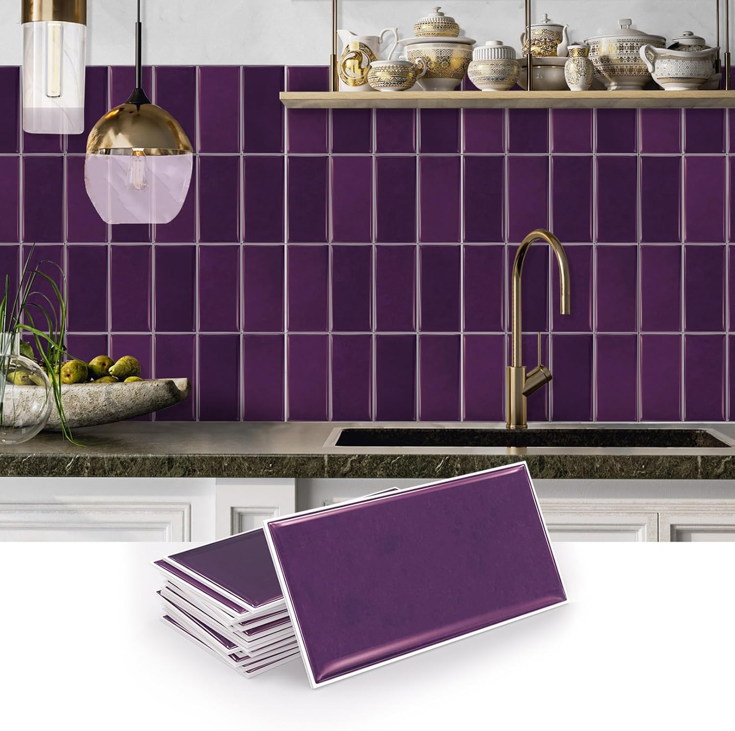 Amazon.com: VICCI 64Pcs Backsplash Tiles Peel and Stick for Kitchen ...