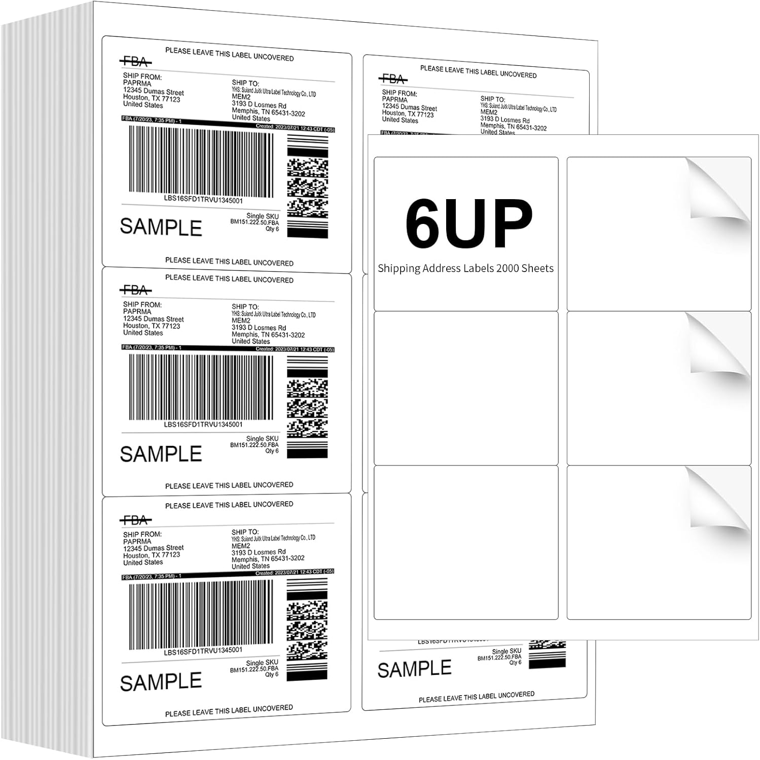Amazon.com: PAPRMA 3-1/3" x 4" Shipping Address Label 2000 Sheets ...