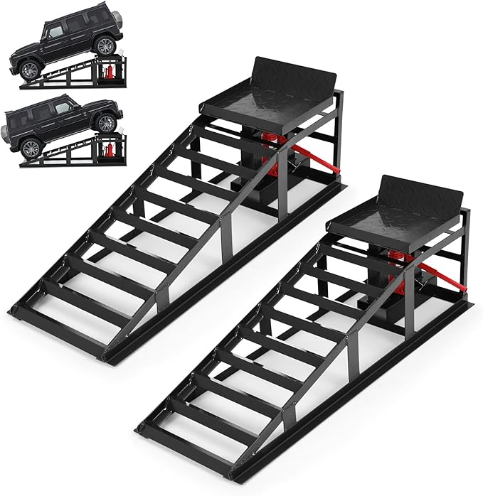 Amazon.com: 2 Pack Hydraulic Car Ramps, 5T 12,000 Lbs High Lift Service ...