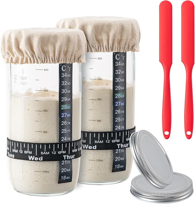 Amazon.com: BOOMIBOO 24 oz 2pc Large Capacity Sourdough Starter Jar ...
