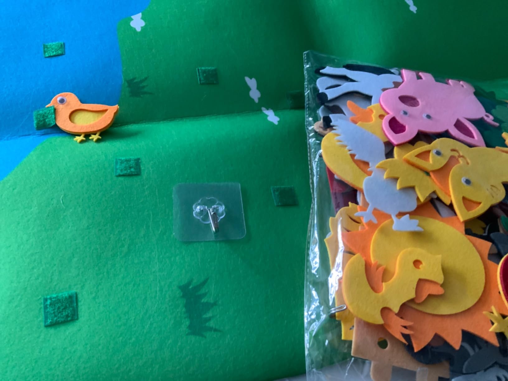 3.5Ft Children's Teaching Felt Board, Fuzzy Felt Farm Animals Set, Felt ...